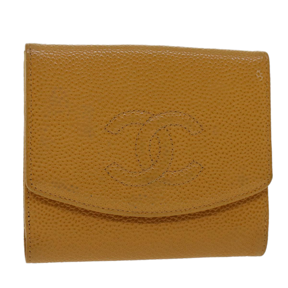 CHANEL | Bags | Chanel Wallet Caviar Skin Yellow Cc Auth Ep148 | Poshmark
